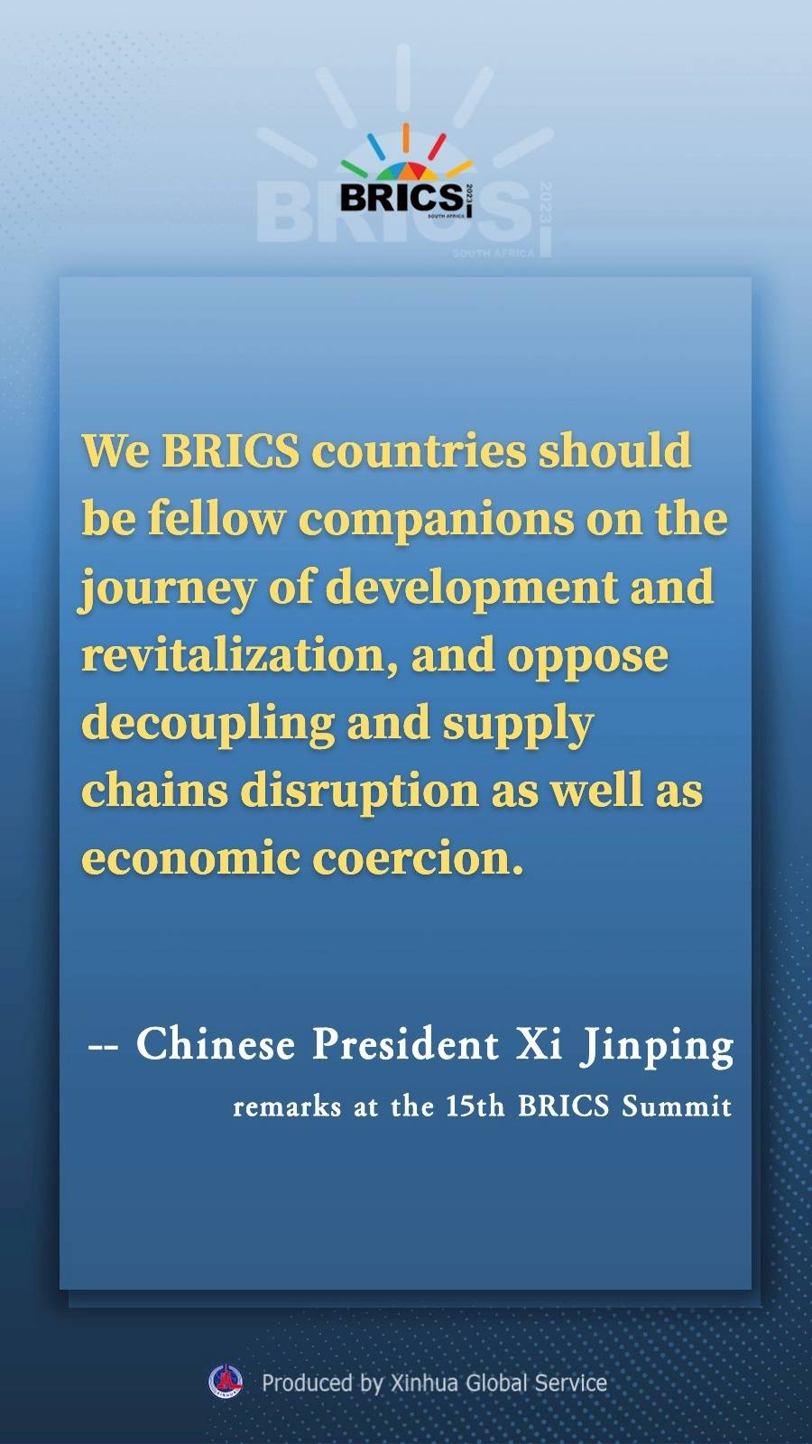 Poster: We BRICS countries should be fellow companions on the journey ...