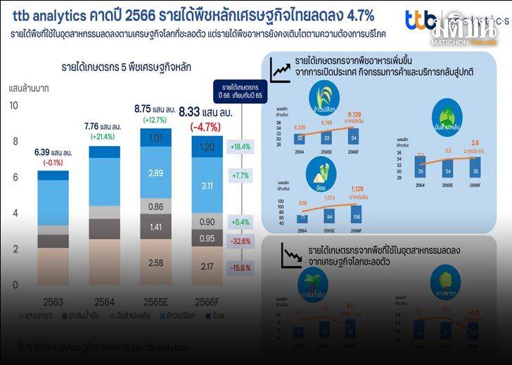 ทีทีบีคาดรายได้ 5 พืชหลักเศรษฐกิจไทยส่อลดลง 8 33 แสนล ผลพวงเศรษฐกิจ