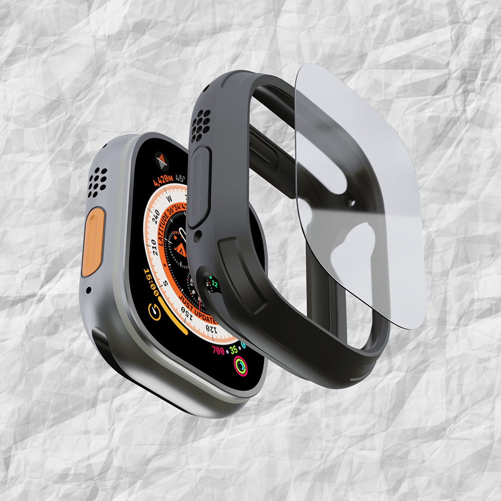 【Elkson】加拿大elkson Apple Watch Ultra 1-2 49mm Quattro Max軍規保護殼+保護貼套組(附貼膜 ...