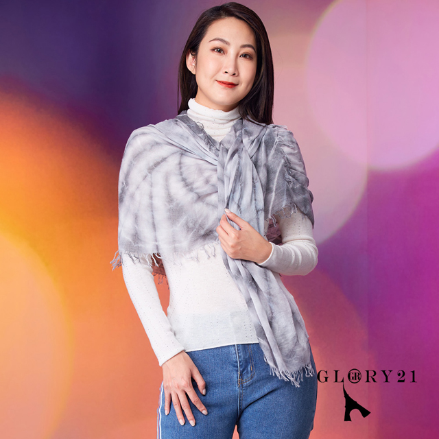 【GLORY21】柔美特殊暈染流蘇圍巾-灰色 | LINE購物商城