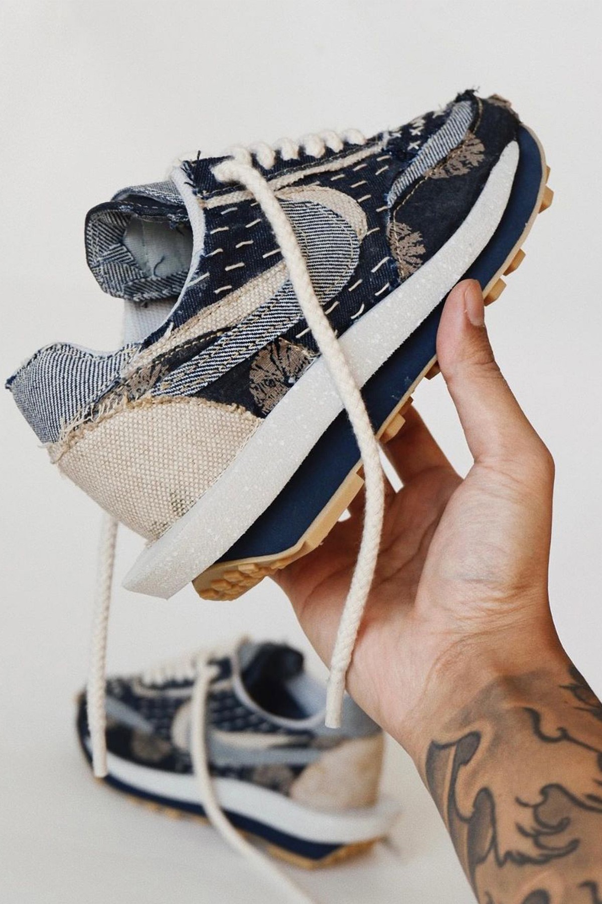 Sacai X Clot X Nike Ldwaffles Dark Indigo Boro定製鞋款曝光！ Line購物