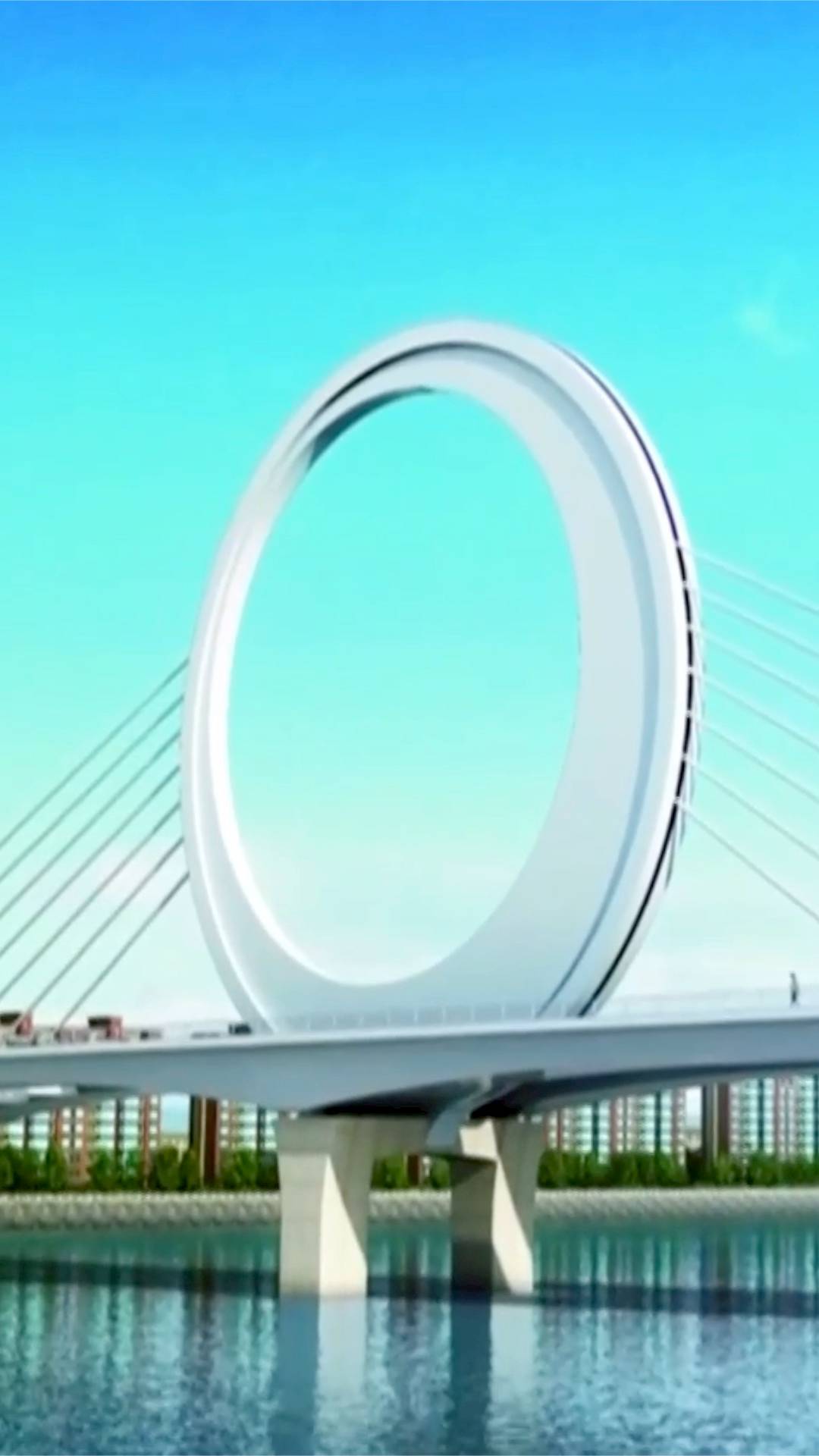Ring-shaped asymmetrical cable-stayed bridge opened to traffic in ...