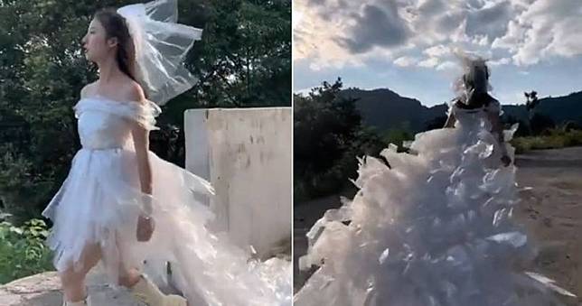 長髮妹DIY「99個塑膠袋」製成絕美婚紗 如仙女下凡超驚艷 | CTWANT | LINE TODAY