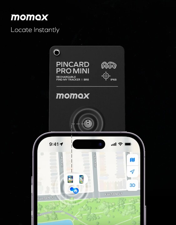 支援防水與磁吸無線充電 Momax PinCard Pro Mini 防丟定位器 | LINE購物