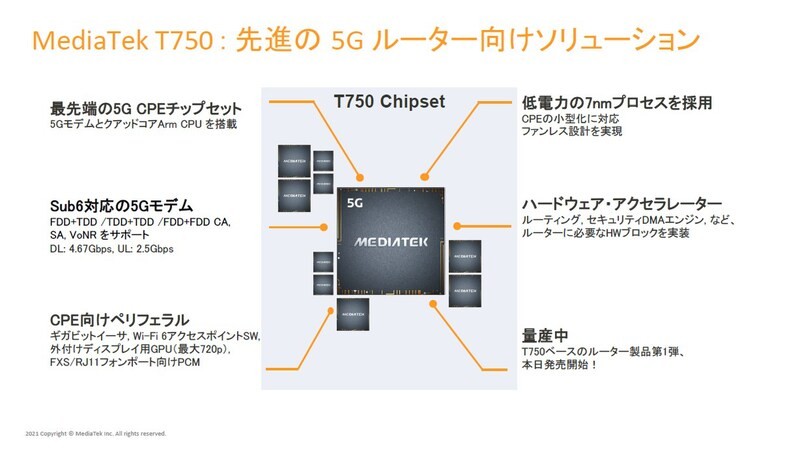 MediaTek、5Gチップセット「T750」のNECプラットフォームズ製モバイルルーターへの採用を発表（アスキー）