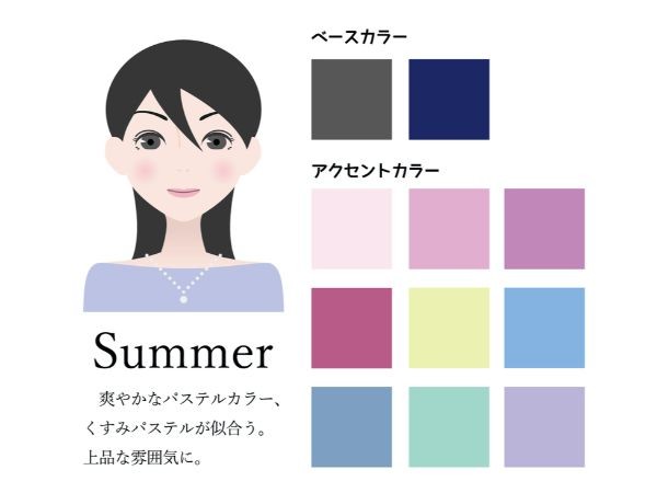 パーソナルカラー・ブルベ夏の特徴を解説！似合うメイク・服・髪色は？【パーソナルカラー診断】（ハルメク365）