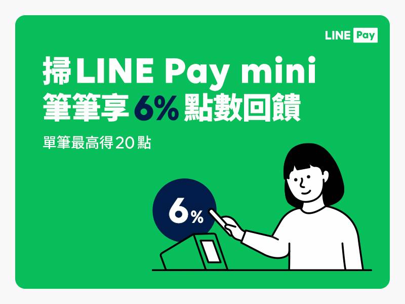 LINE Pay mini指定店家享筆筆6%點數回饋！