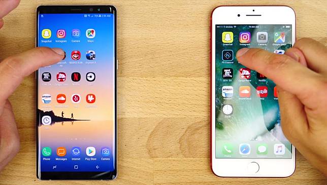 เปรียบเทียบความเร็ว Samsung Galaxy Note 8 กับ iPhone 7 Plus