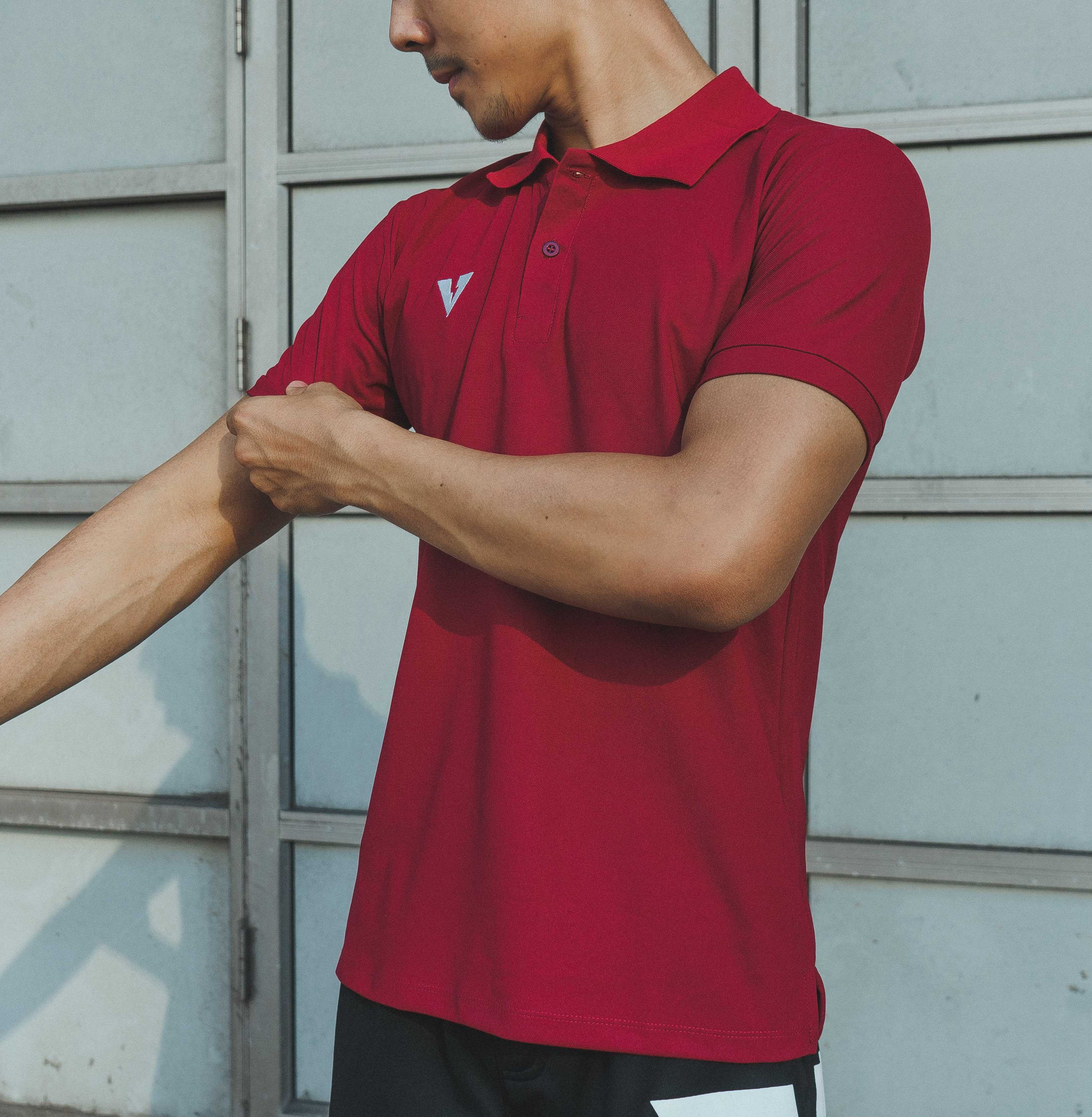 VOLT ASTRO 001 POLO SHIRTS MAROON เสื้อโปโล คอปก ทำงาน สีแดงเลือดหมู ...