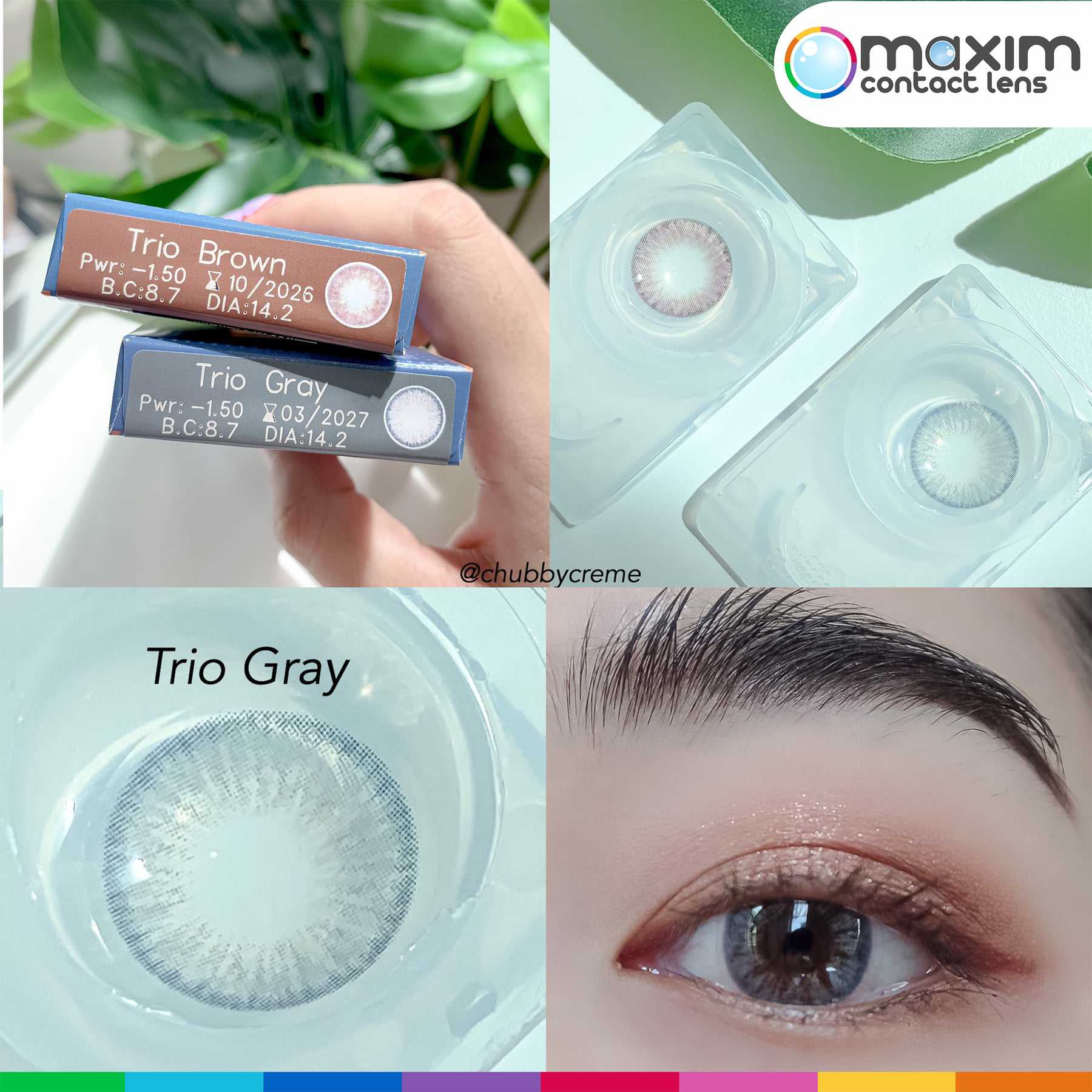 MAXIM รุ่น Trio (กล่องสีน้ำเงิน) คอนแทคเลนส์สี 3-tone รายเดือน สี ...