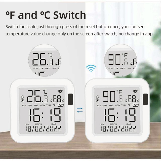 Tuya WiFi Temperature and Humidity Sensor with LCD รุ่น TH16 (Backlight) | LINE SHOPPING
