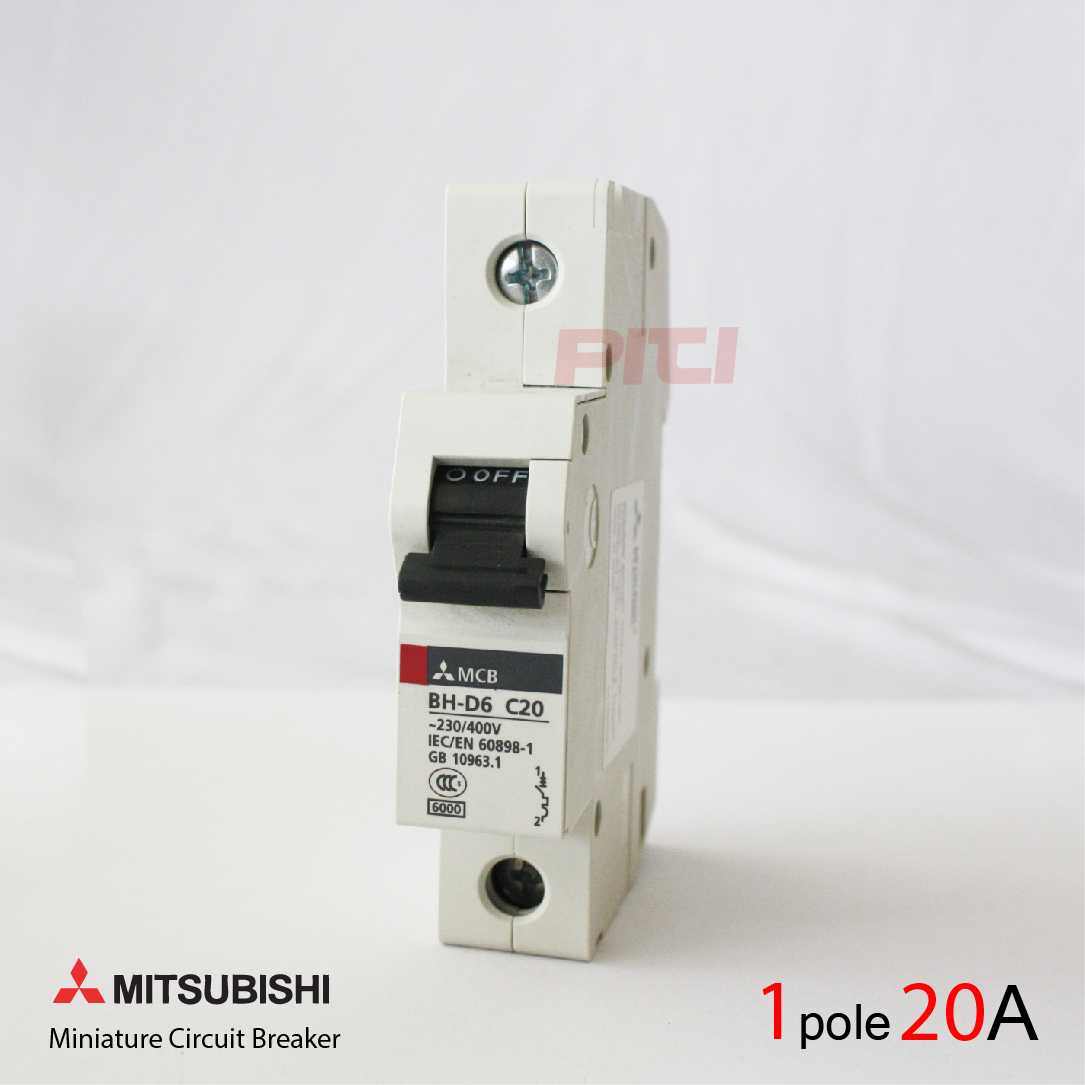 BH-D6 1P 20A -MITSUBISHI-Miniature Circuit Breaker (MCB)-ลูกย่อยเบรกเกอร์ 20A 1P 6kA | LINE SHOPPING