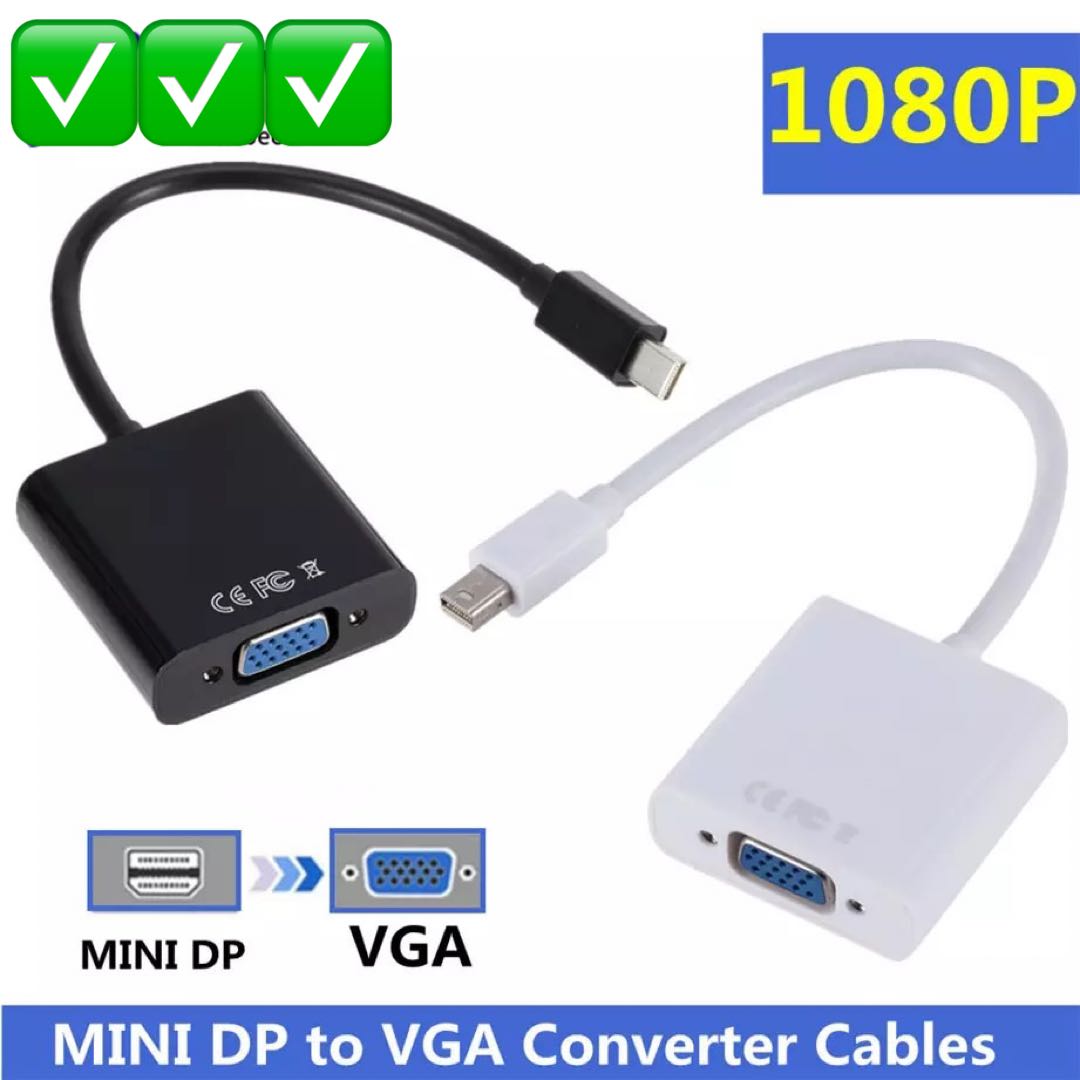 Mini DP To VGA Adapter 1080P แสดงพอร์ต VGA Dongle สำหรับ PC แล็ปท็อป ...