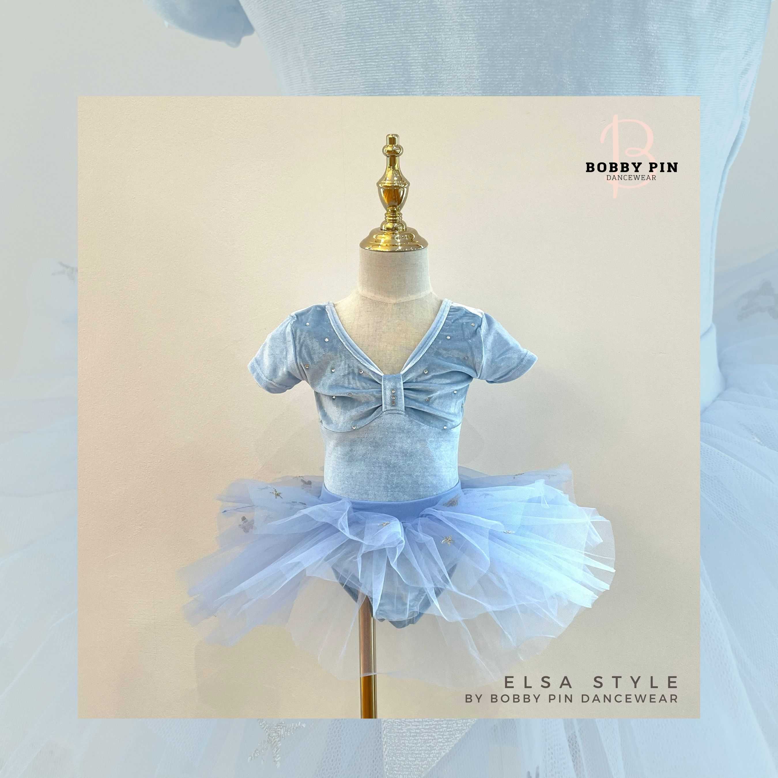 ชุดบัลเล่ต์เด็กเจ้าหญิง Elsa Style เนื้อผ้ากำมะหยี่สีฟ้า (sky blue ...
