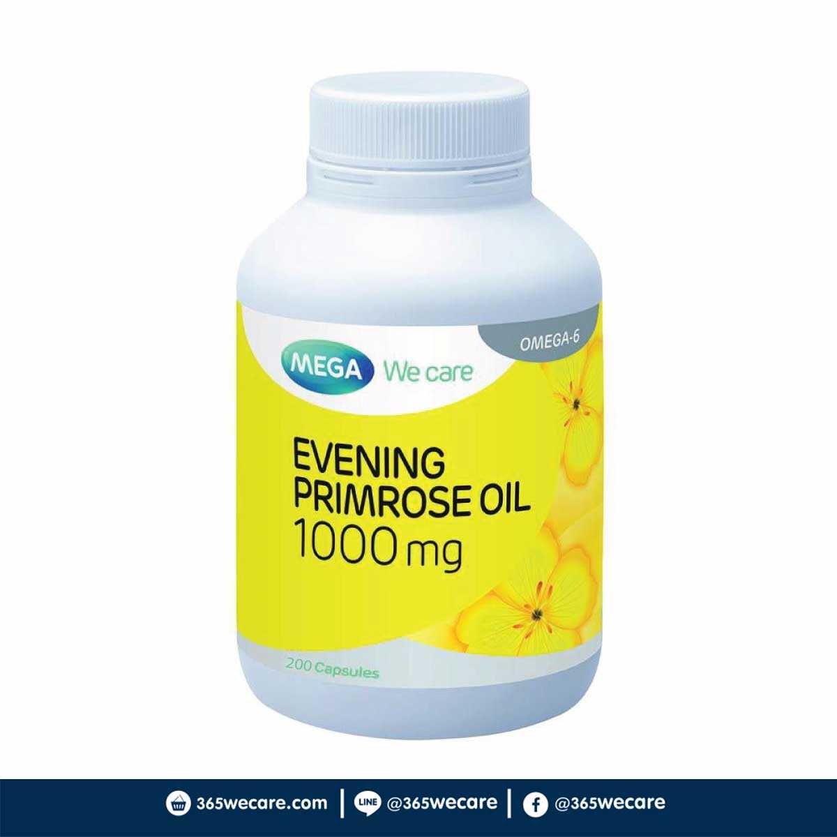 MEGA EVENING primrose oil 1000 mg 200 เม็ด ผิวแห้ง ลอกเป็นขุย คัน ...