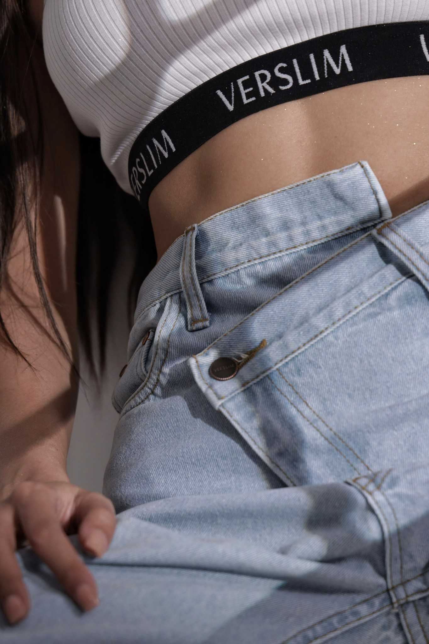 Super V- Jeans กางเกงยืนส์เอวเฉียง💕 | LINE SHOPPING