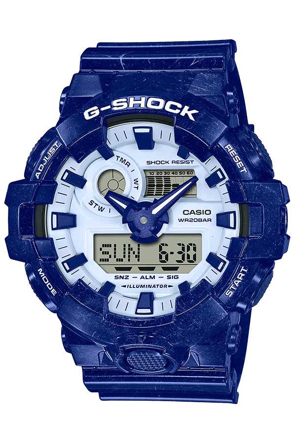 Casio G Shock นาฬิกาข้อมือผู้ชาย สายเรซิ่น รุ่น Ga 700bwp 2a สีน้ำ