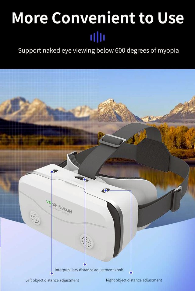 แว่น VR 3D VR SHINECON G15 3D Virtual Reality Glasses ดูหนัง ฟังเพลง ใส่มือถือได้4.7-7.2นิ้ว(สี ...