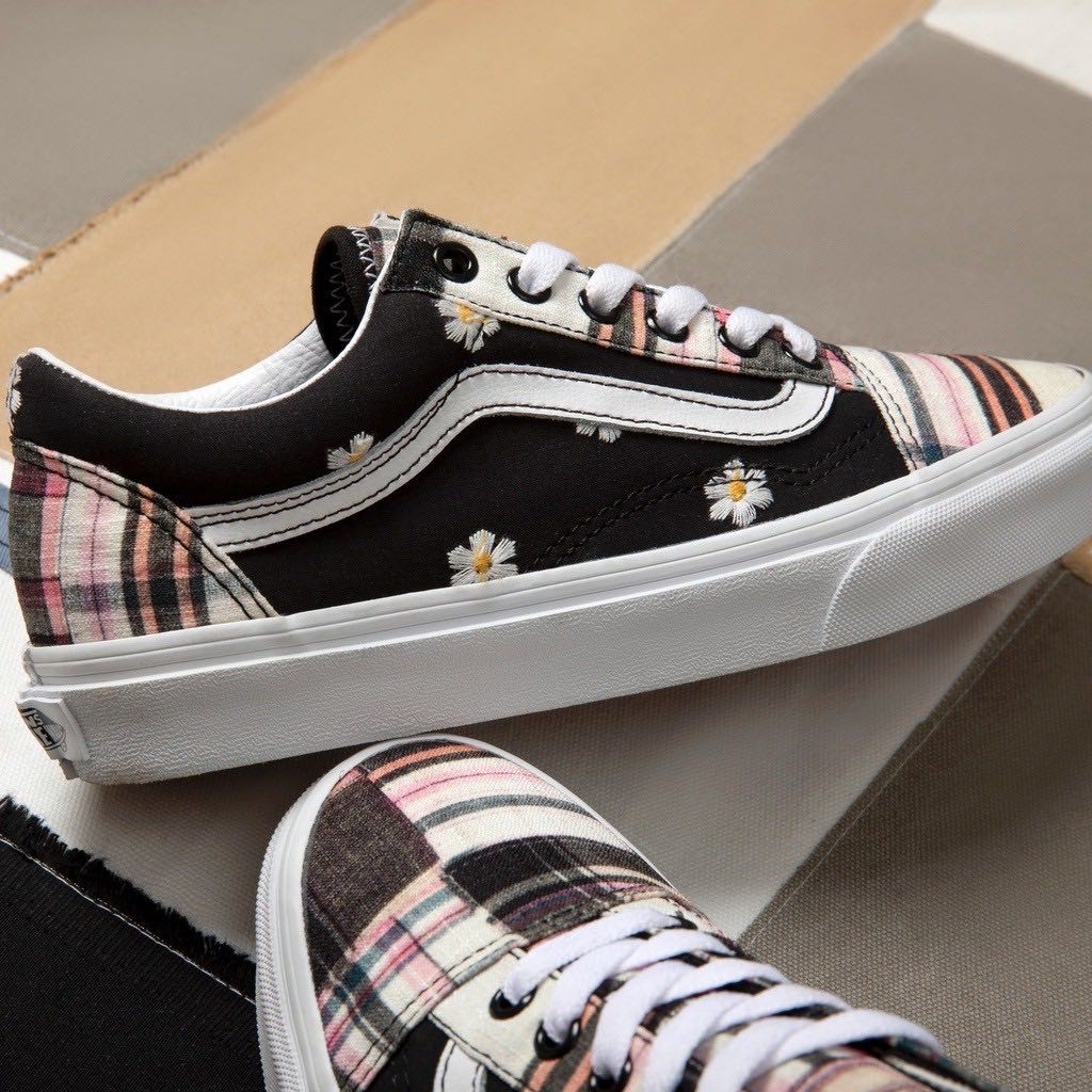 Vans Authentic Classic Slip On Old Skool Floral Plaid Patchwork