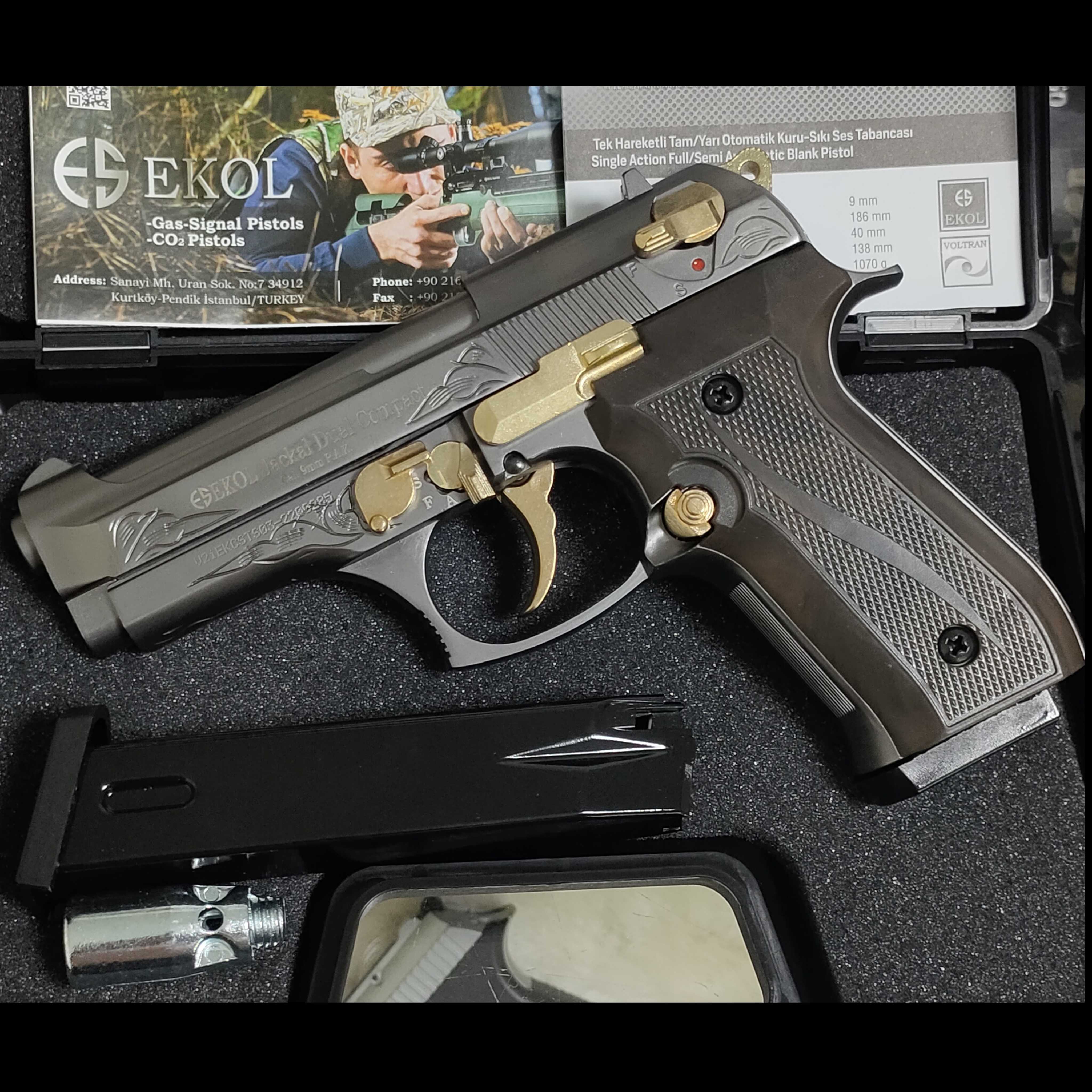 Ekol M92 ฟูมไททั่น ฟลูออโต้ อะไหล่ทองแกะลาย คอมแพ๊ค 4 นิ้ว | LINE SHOPPING