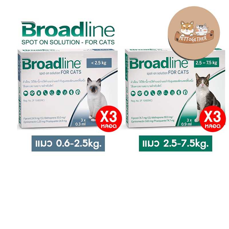 Broadline For Cat บรอดไลน์ ยาหยดป้องกัน เห็บ หมัด ไร พยาธิ ต่างๆ รวม 20 ...