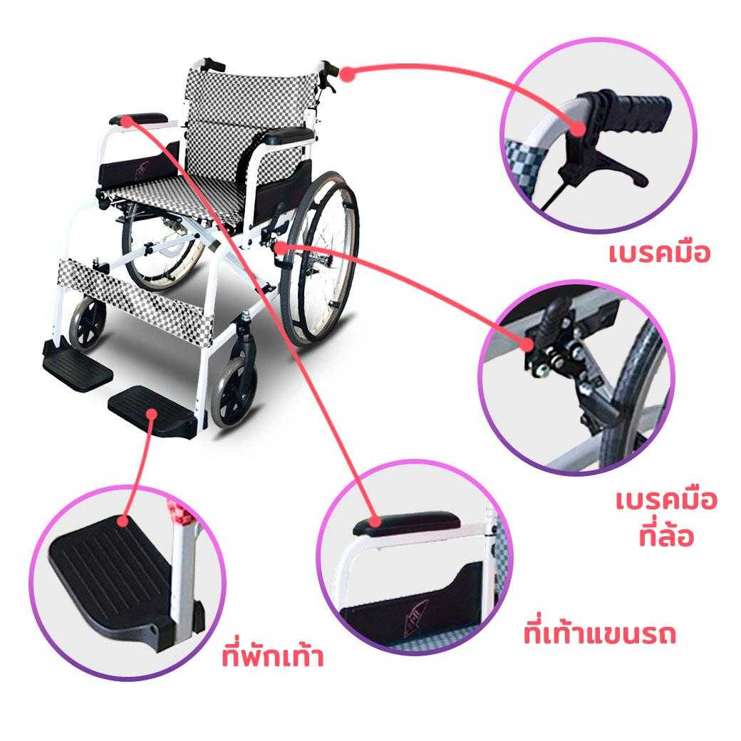 SOMA SM-150.5 Aluminium ล้อ 22 นิ้ว สีดำ รถเข็น น้ำหนักเบา พับเก็บได้ รับน้ำหนักได้ 100กิโล ...