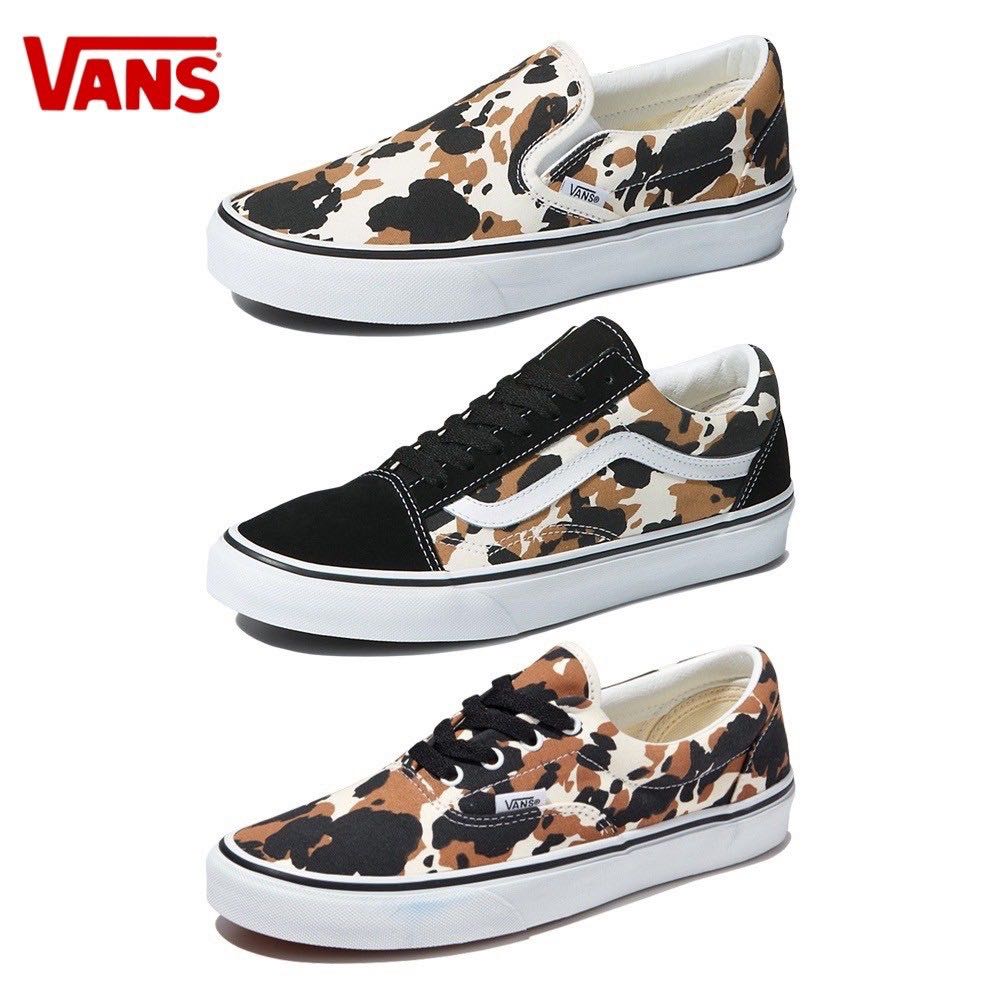 Vans Era Classic Slip On Old Skool Cow Multi Color Black Line