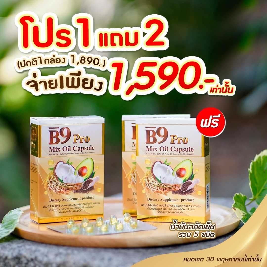 B9 Pro Mix Oil น้ำมันสกัดรวม5 ชนิด ดูแลไขมัน คอลเลสตอรอลสูง (1 กล่อง มี ...