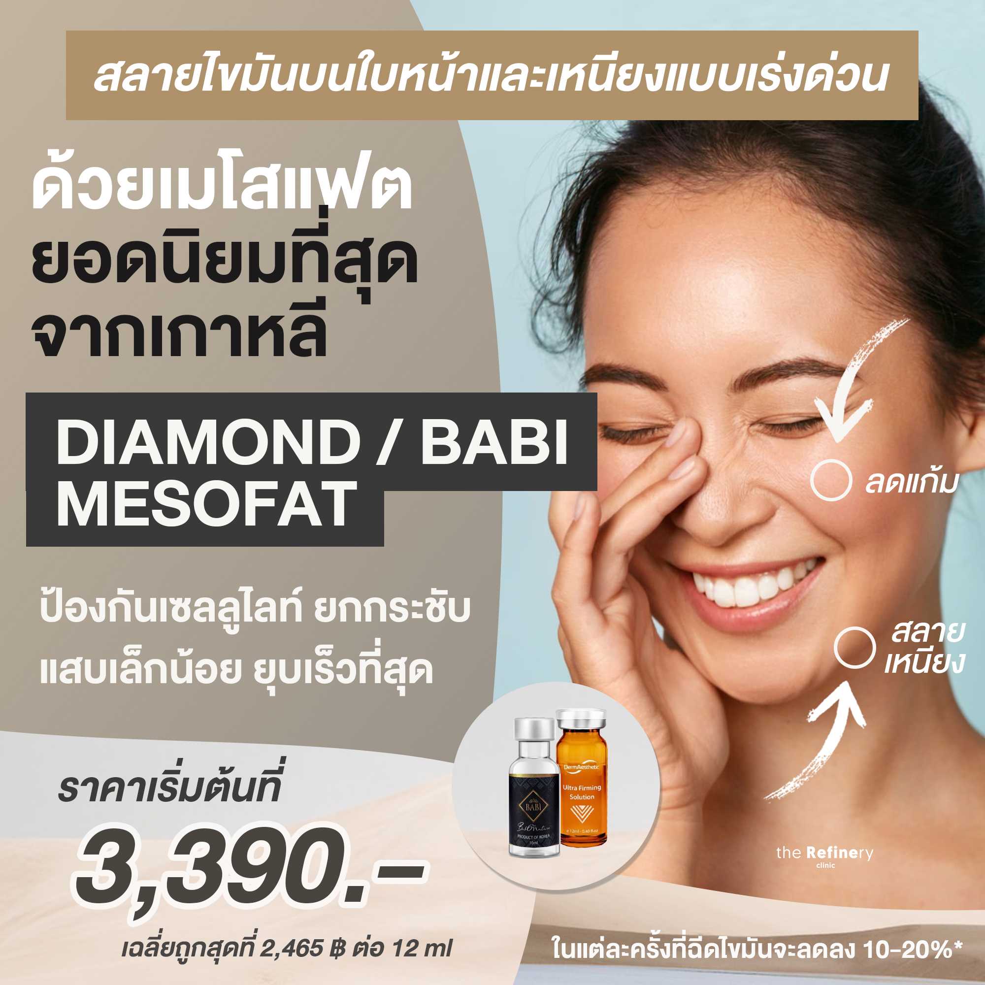 เมโสแฟตสลายไขมันหน้า - Diamond/BABI MESO Fat (Face) | LINE SHOPPING