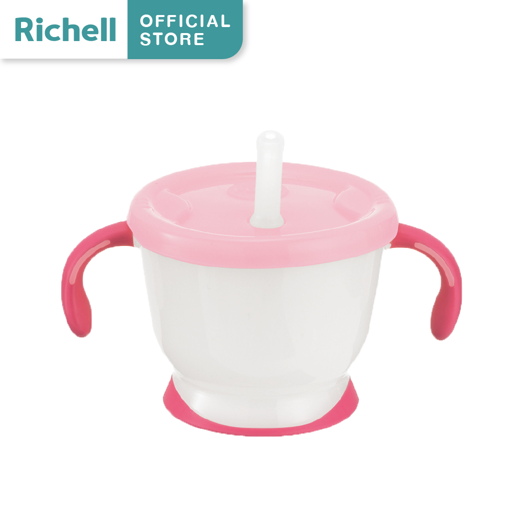 Richell(ริเชล) ถ้วยฝึกดูดรุ่น AQULEA สีชมพู | LINE SHOPPING