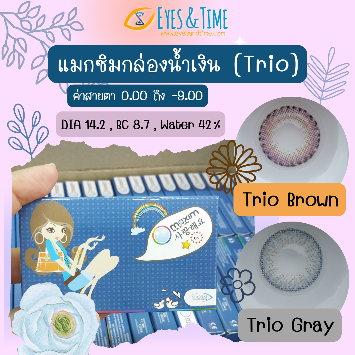 MAXIM รุ่น Trio (กล่องสีน้ำเงิน) คอนแทคเลนส์สี 3-tone รายเดือน สี ...