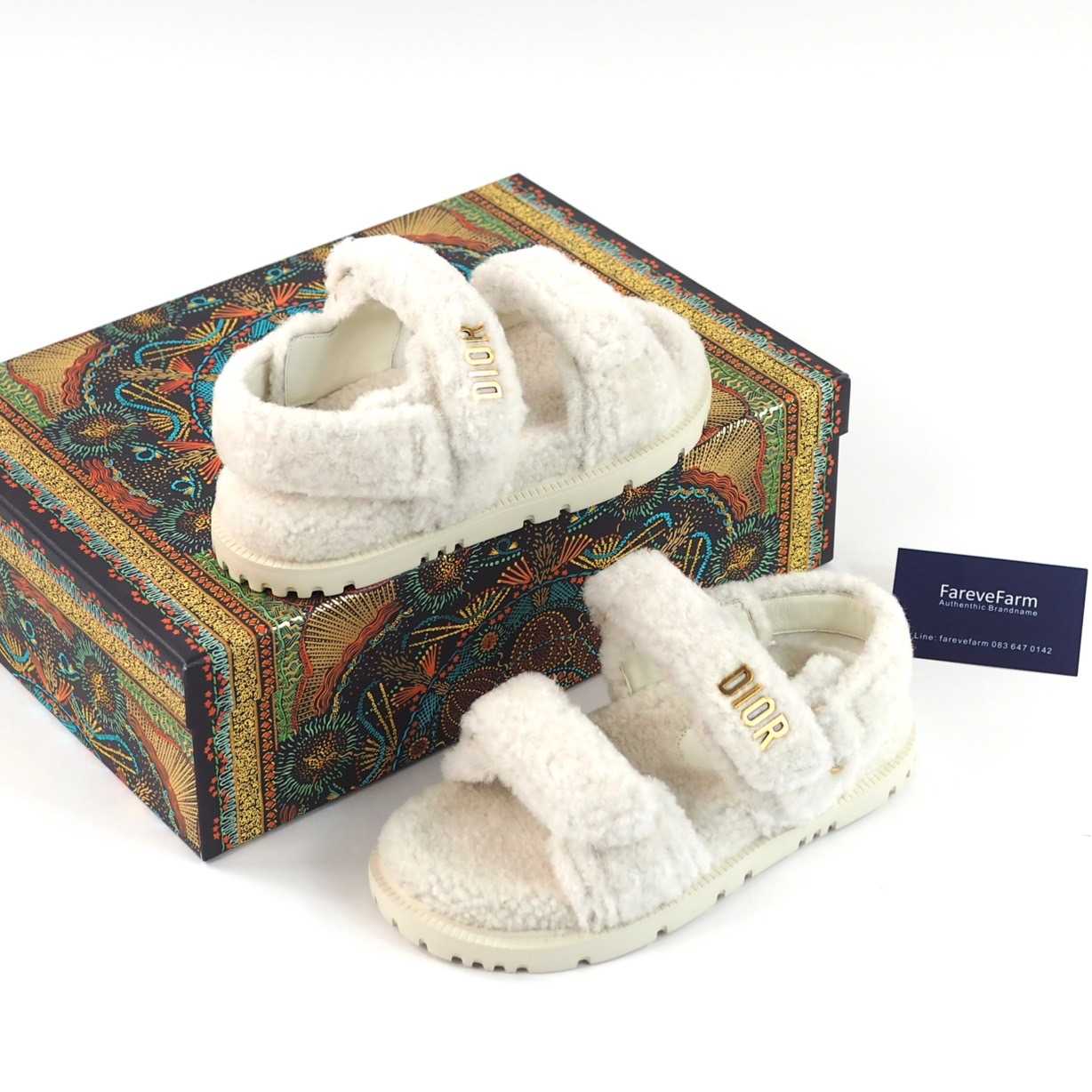 DIOR ACT SANDAL White Shearling Shoes | LINE SHOPPING