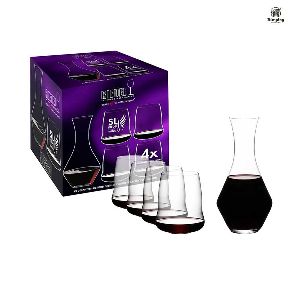 [002] แก้วไวน์ RIEDEL SL RIEDEL STEMLESS WINGS + DECANTER (5 Pcs./Box) - ส่งฟรี | LINE SHOPPING