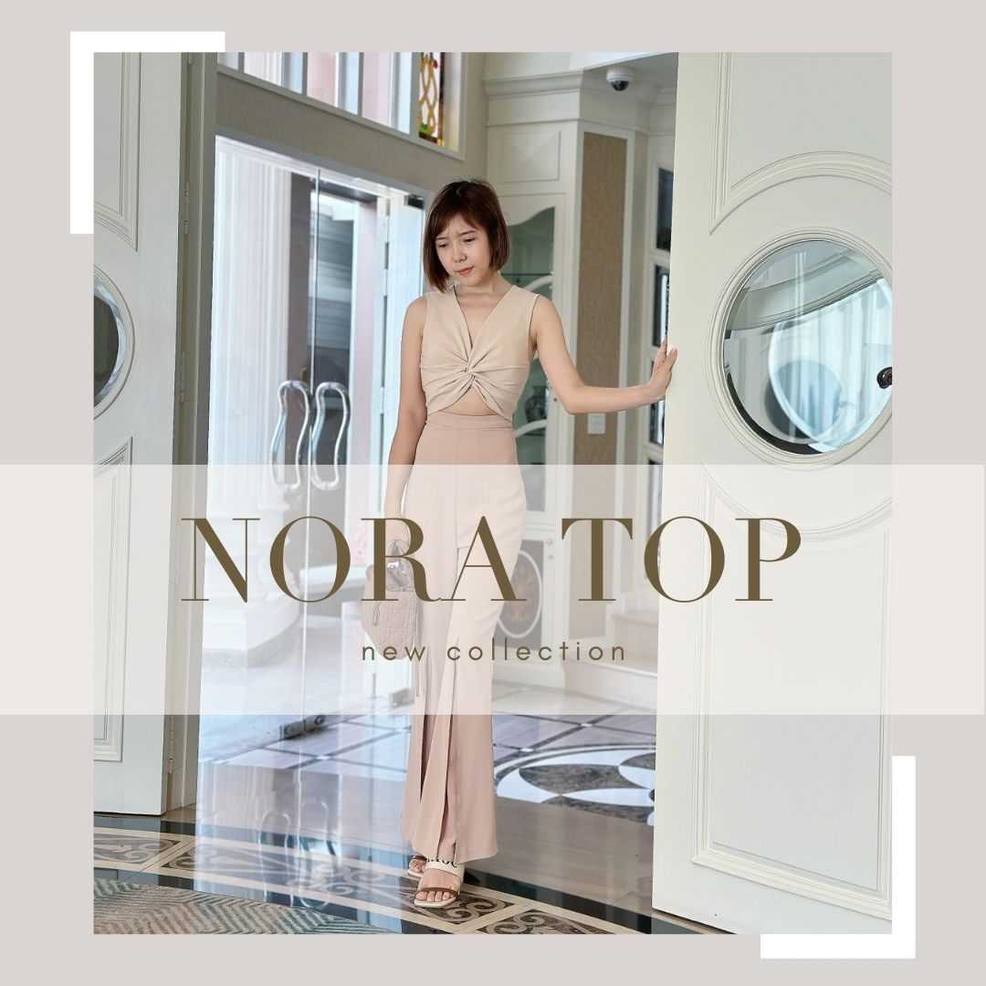 Nora Top เสื้อครอปแขนกุด ทรงเข้ารูป ดีไซน์บิดทวิสตรงช่วงอก ซิปหลัง ...
