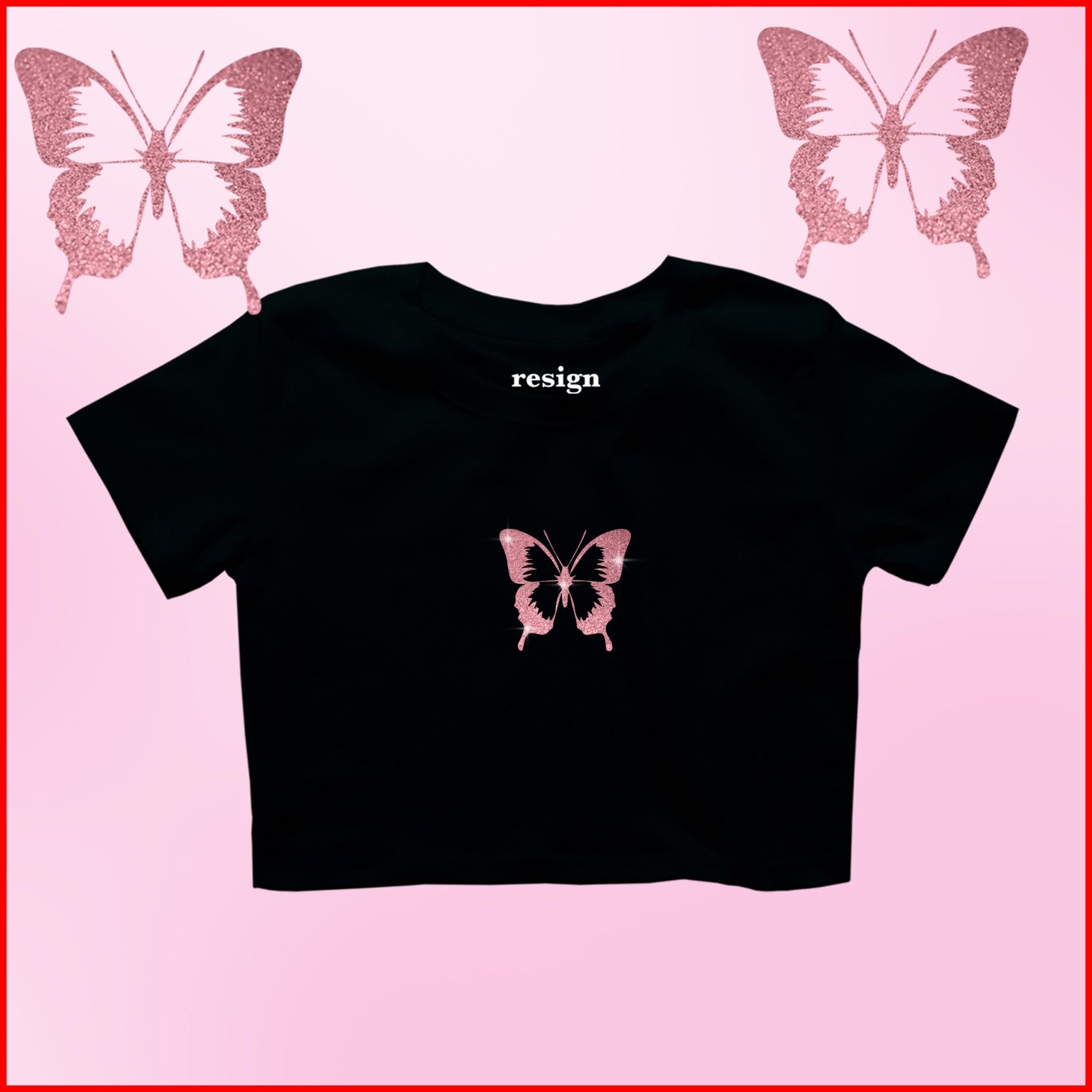 เสื้อยืด Crop - Butterfly wink wink | LINE SHOPPING