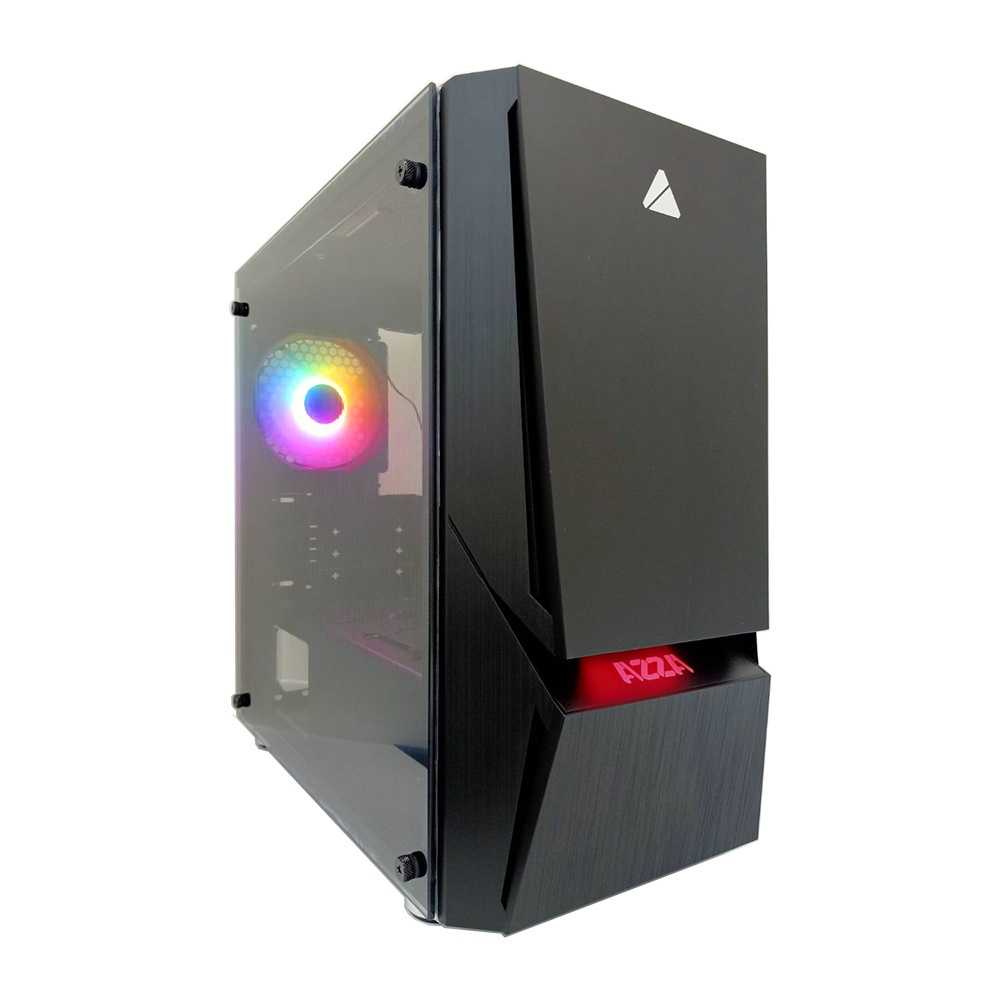 🐉Case AZZA Luminous 110 VF1298 ( Black ) Rainbow RGB 12cm Fan Micro ATX Mid Tower Tempered Glass ...