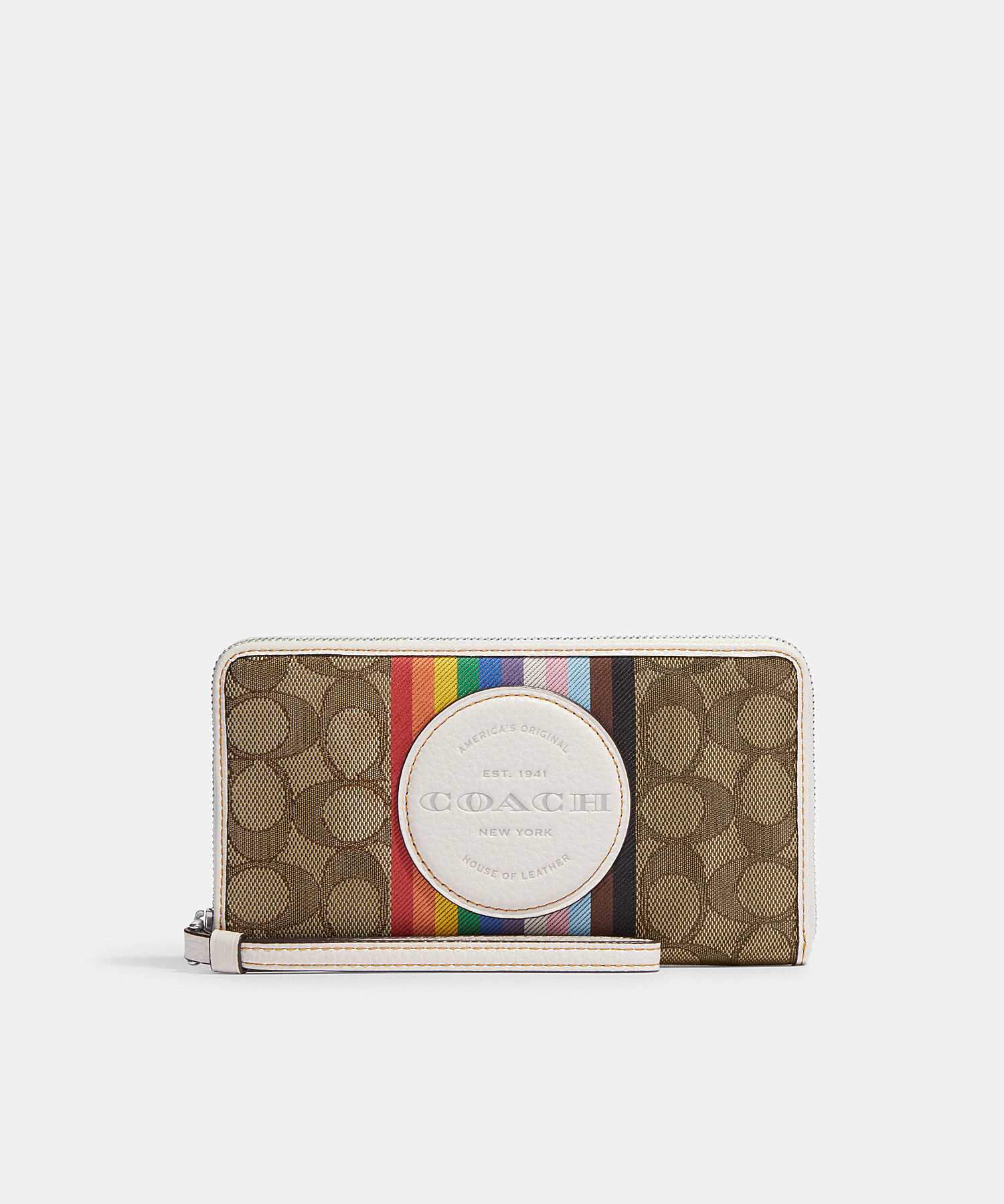 COACH DEMPSEY LARGE PHONE WALLET IN SIGNATURE JACQUARD WITH RAINBOW ...