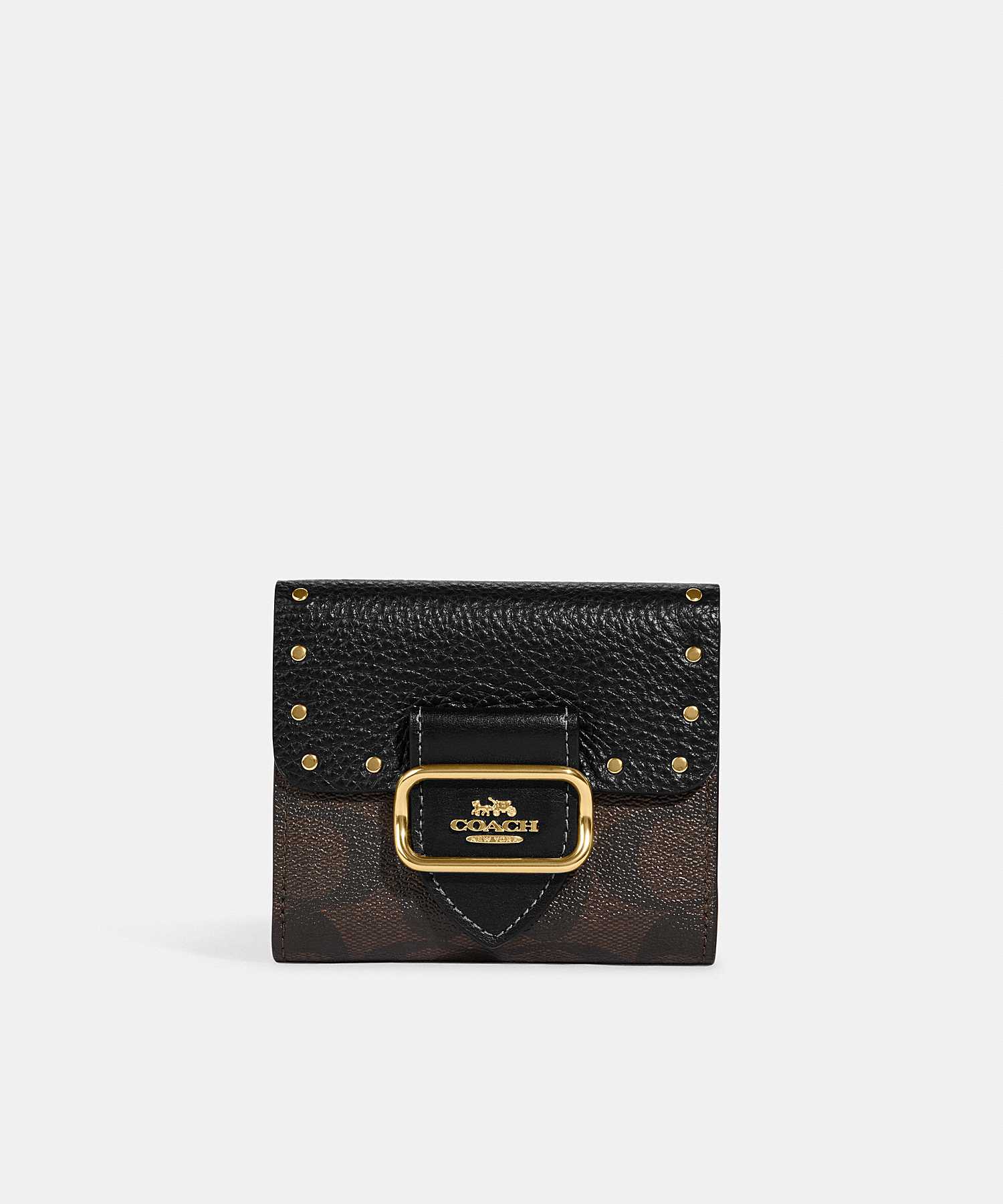 COACH SMALL MORGAN WALLET IN COLORBLOCK SIGNATURE CANVAS WITH RIVETS ...