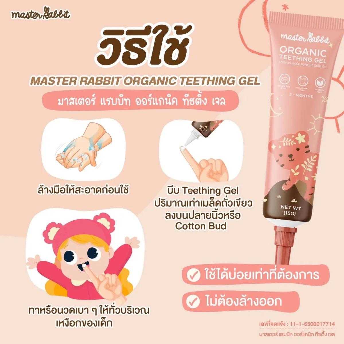 Master Rabbit Original Teething gel เจลแก้ปวดเหงือก ฟันขึ้น แผลในปาก ร้อนใน หลอดละ 15 กรัม ...