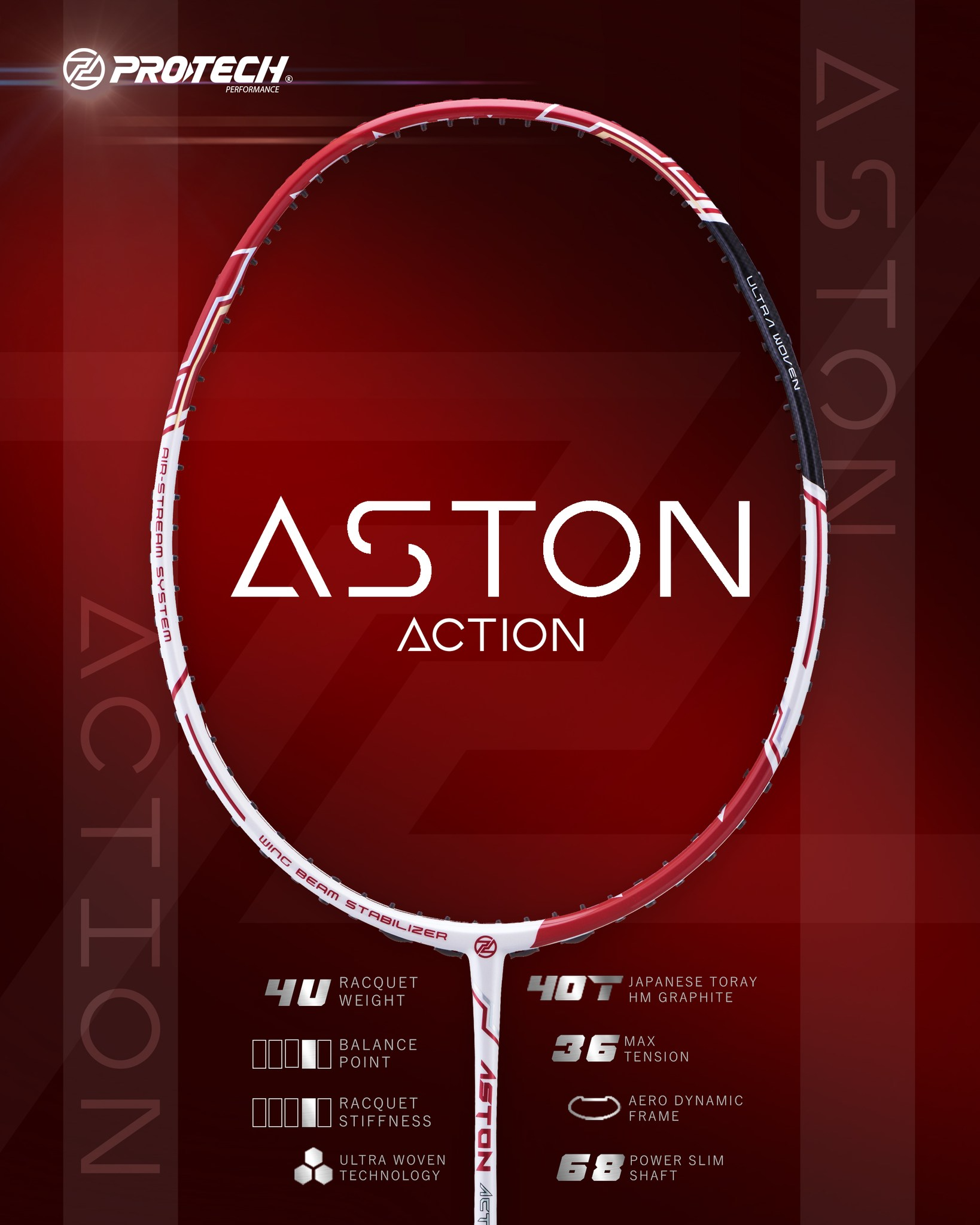 Protech Sports ไม้แบดมินตัน รุ่น Aston - Action | LINE SHOPPING