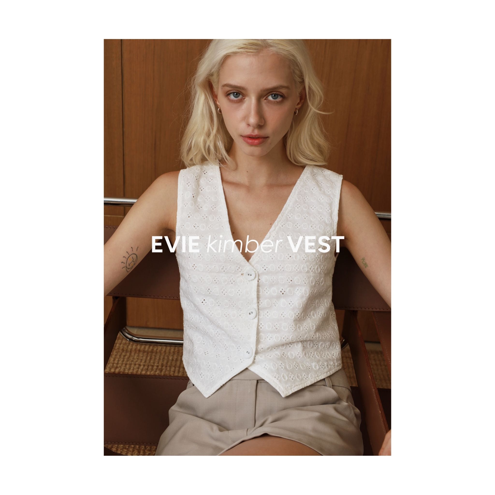 Evie Kimber Vest เสื้อกั๊กผ้าคอตตอน100%ฉลุลาย มีขาว WHITE | LINE SHOPPING