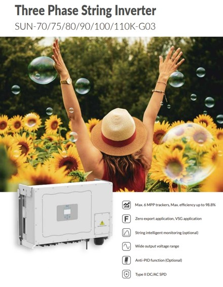อินเวอร์เตอร์ TMDA 100kW 3 Phase On grid Inverter รุ่น SUN-100K-G03 ...
