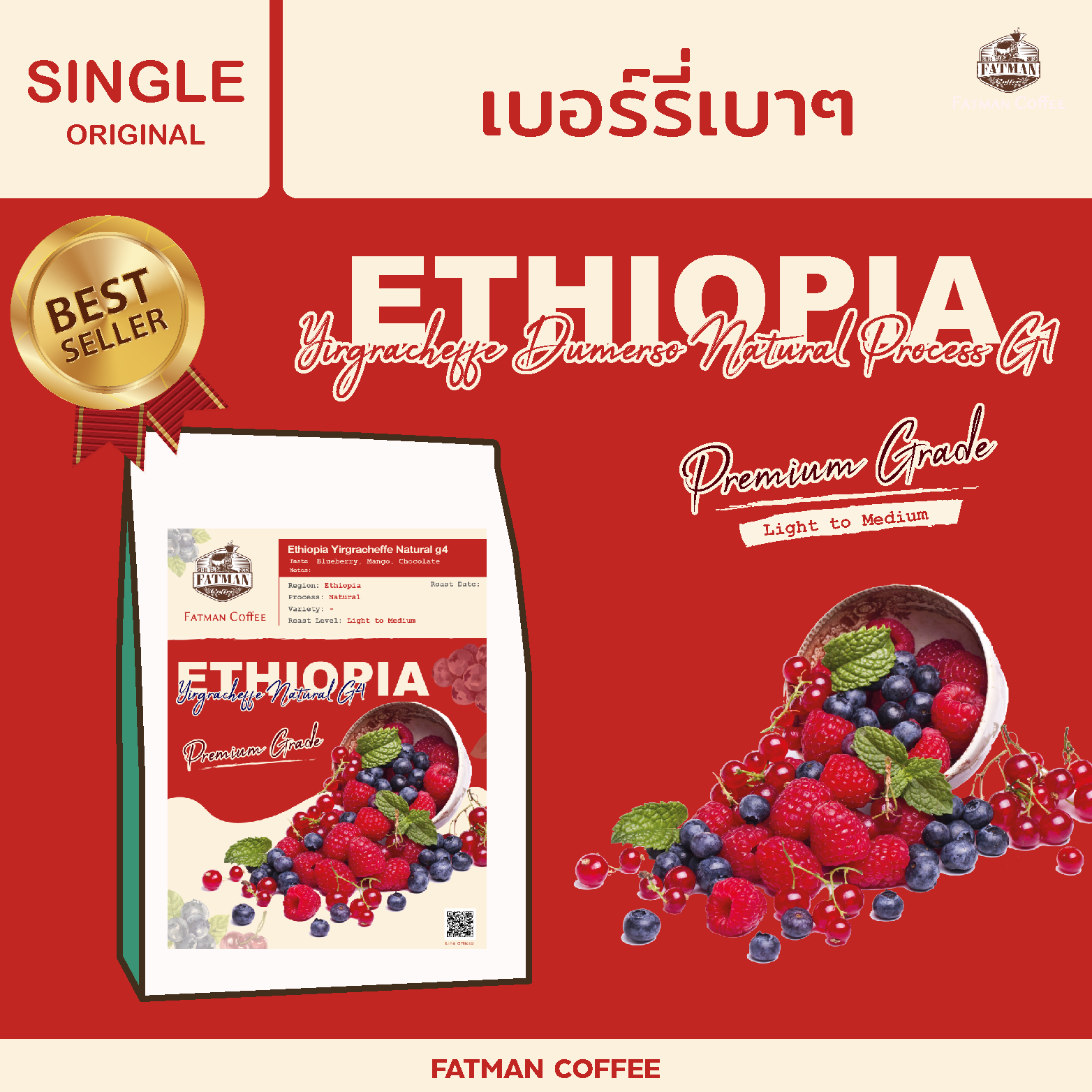 ☕️ เมล็ดกาแฟ Ethiopia Dumerso G1 Light to Medium Roasted Premium Grade ...