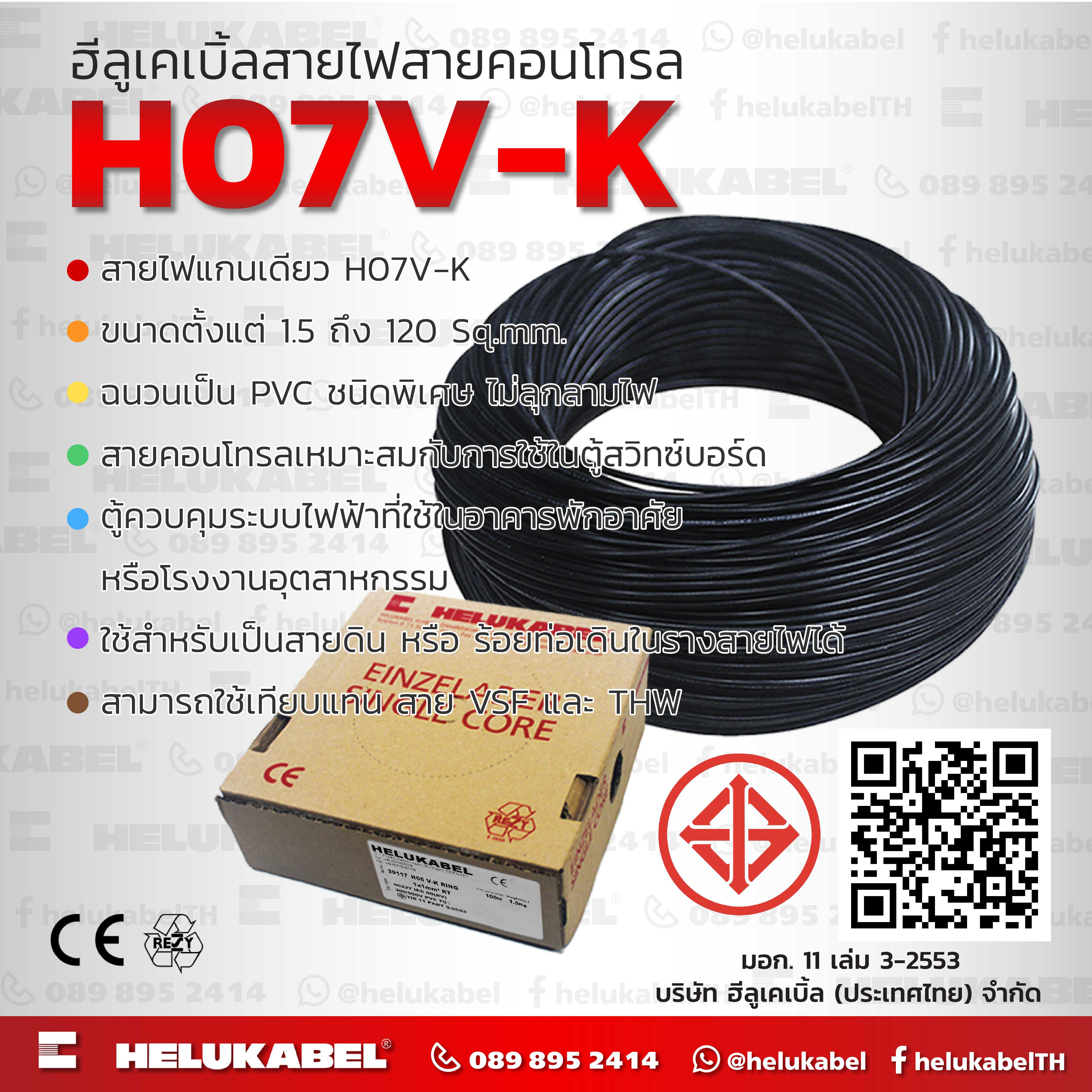 H07 V-K สายไฟแกนเดี่ยว SIZE 1.5 MM2 | LINE SHOPPING