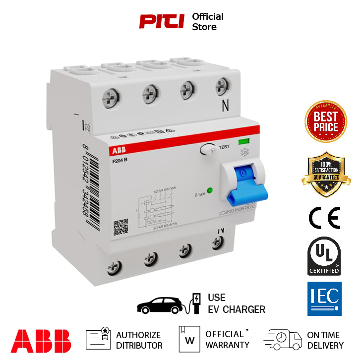 ABB F204B กันดูด Type B RCCB 40/0.03 40A 4P สำหรับ EV Charger | LINE SHOPPING