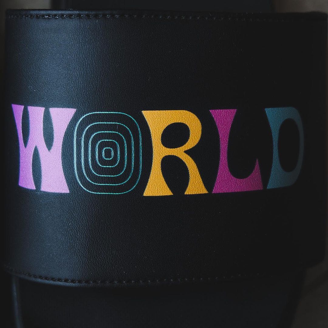 Travis Scott Astroworld Logo Slides Black/Multi | LINE SHOPPING