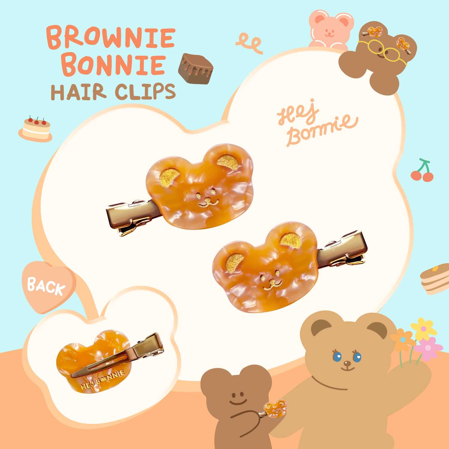 [Sold out] Brownie Bonnie Hair Clips l Hej Bonnie Official | LINE SHOPPING