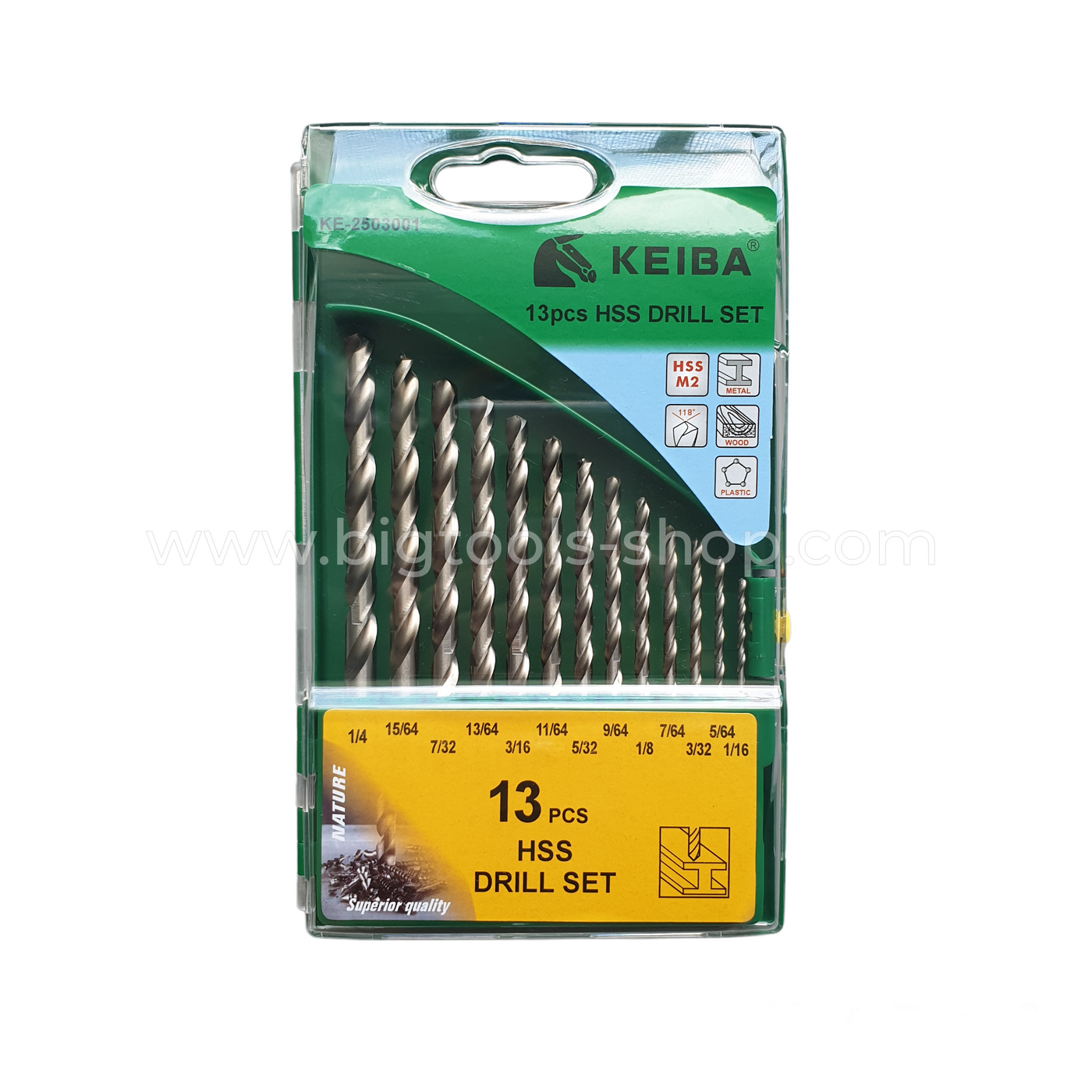 Keiba : ดอกสว่าน ไฮสปีด HSS เจาะเหล็ก/ไม้/พลาสติก ชุด 13 ตัว ขนาด 1/16 นิ้ว - 1/4 นิ้ว (KE ...