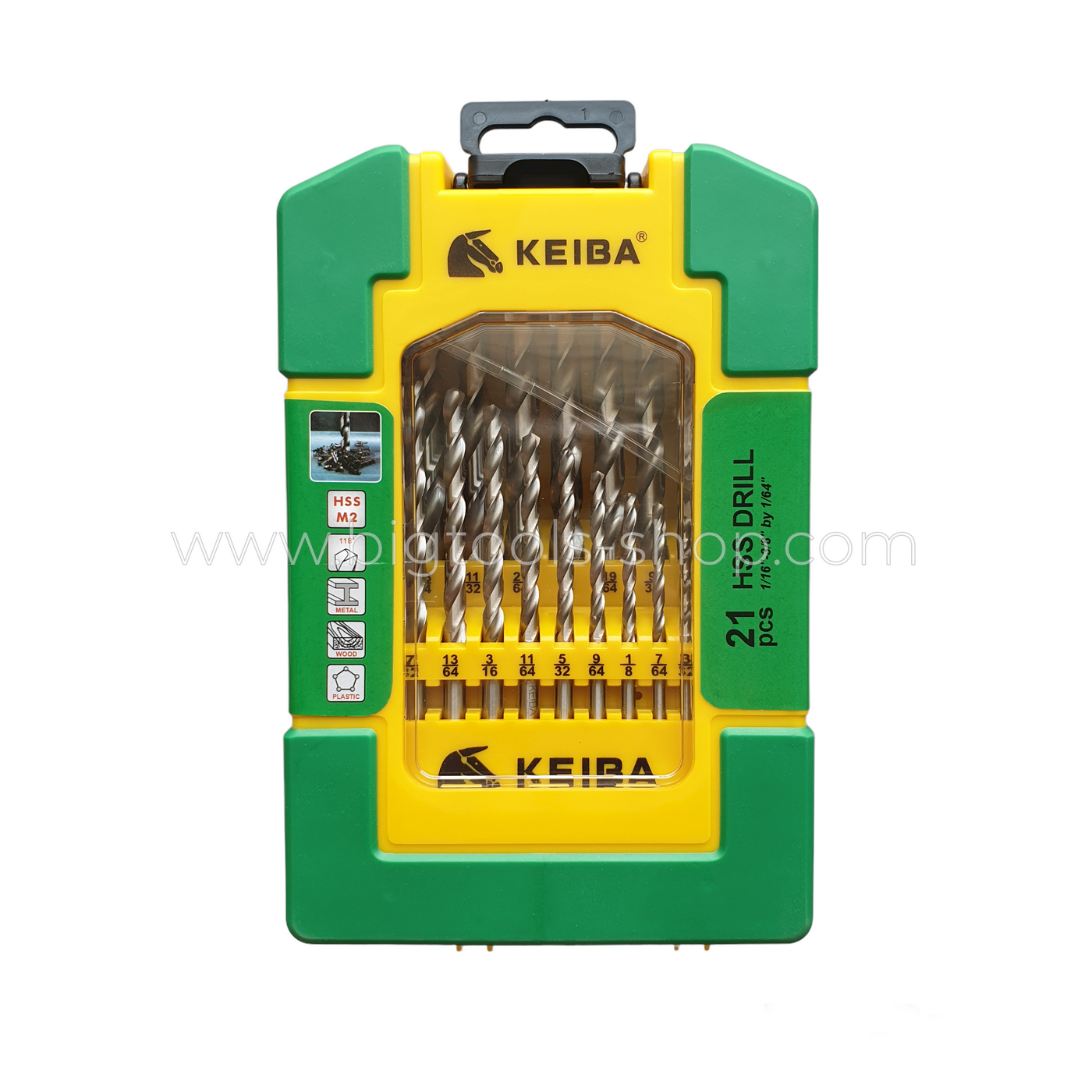 Keiba : ดอกสว่าน ไฮสปีด HSS เจาะเหล็ก/ไม้/พลาสติก ชุด 21 ตัว ขนาด 1/16 นิ้ว - 3/8 นิ้ว (KE ...