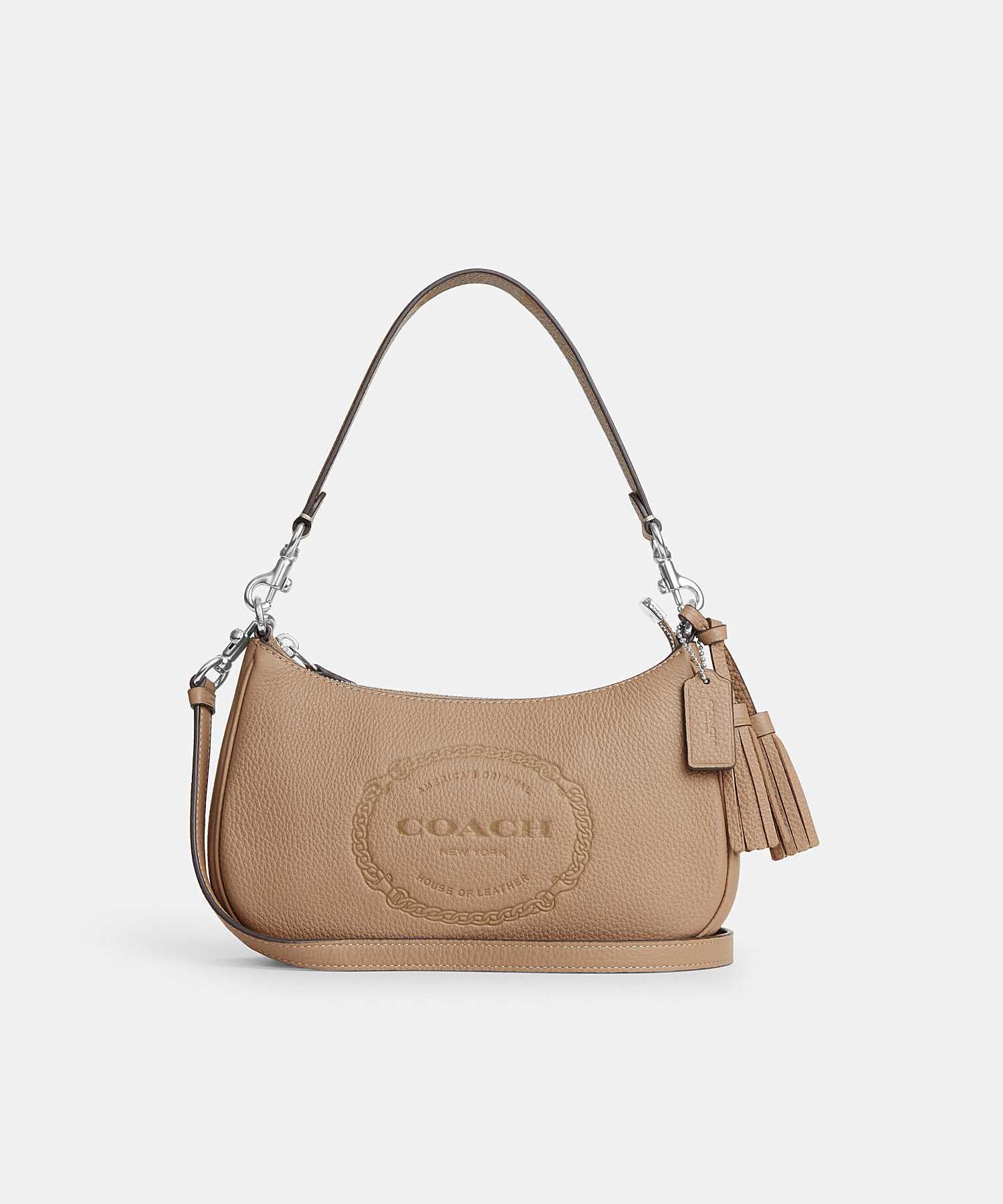 COACH TERI SHOULDER BAG WITH COACH HERITAGE CM084 SV/TP | LINE SHOPPING